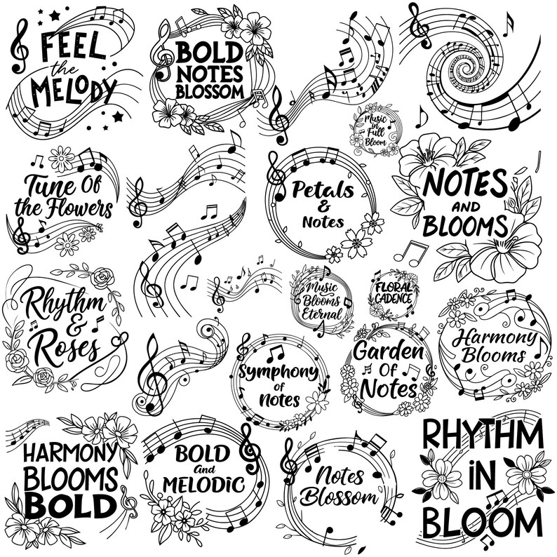 Music Notes SVG Bundle: Guitar, Treble Clef Clipart (digital Download ...