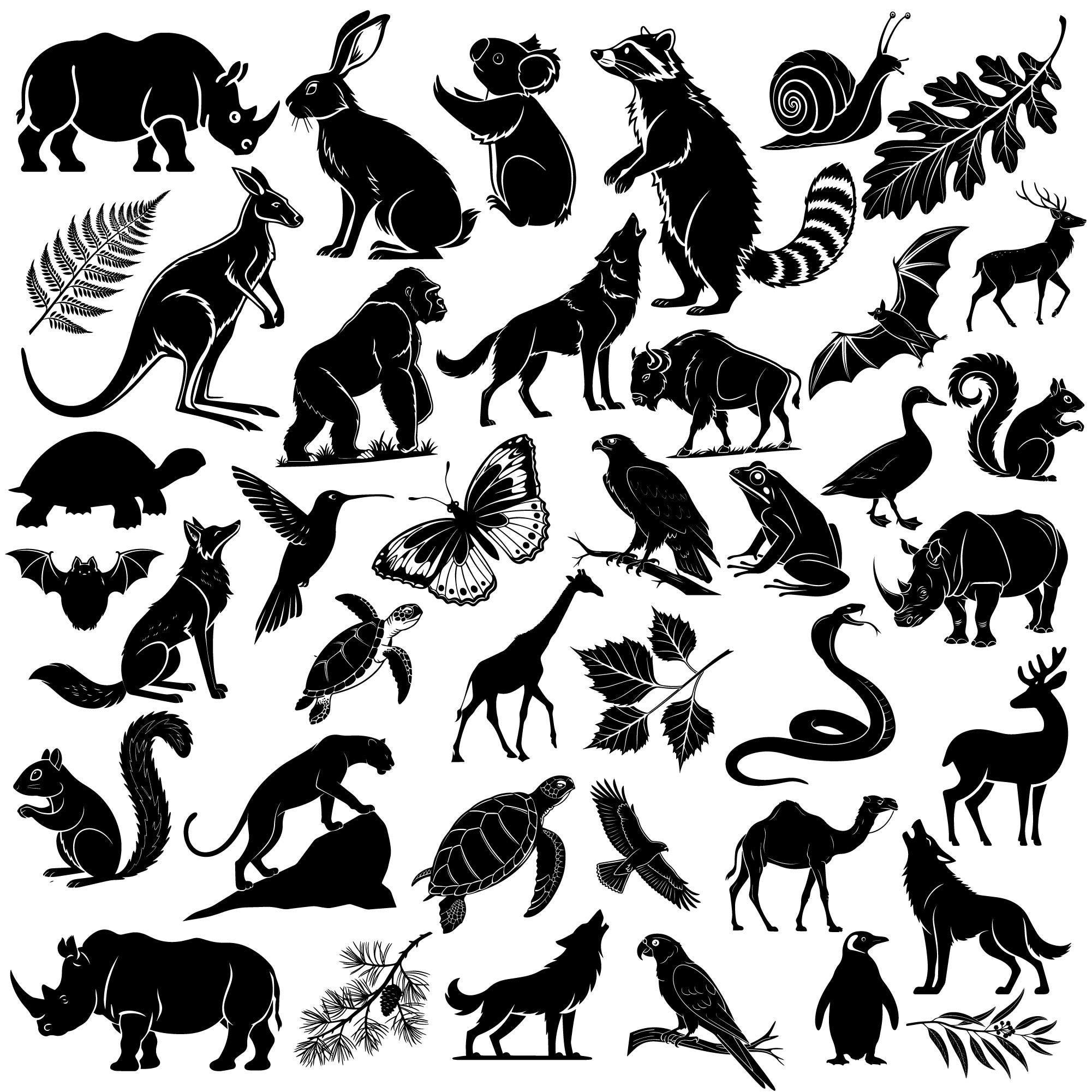 Woodland Animals SVG Bundle: Forest Silhouette Designs (digital ...