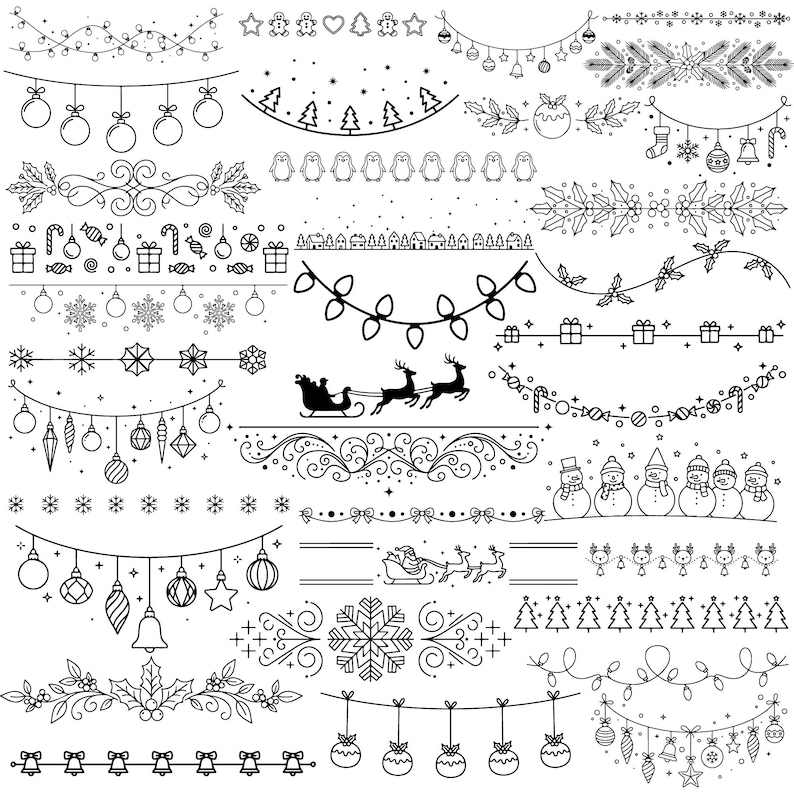 Christmas Text Divider SVG Bundle | Retro Wreath Borders (digital ...
