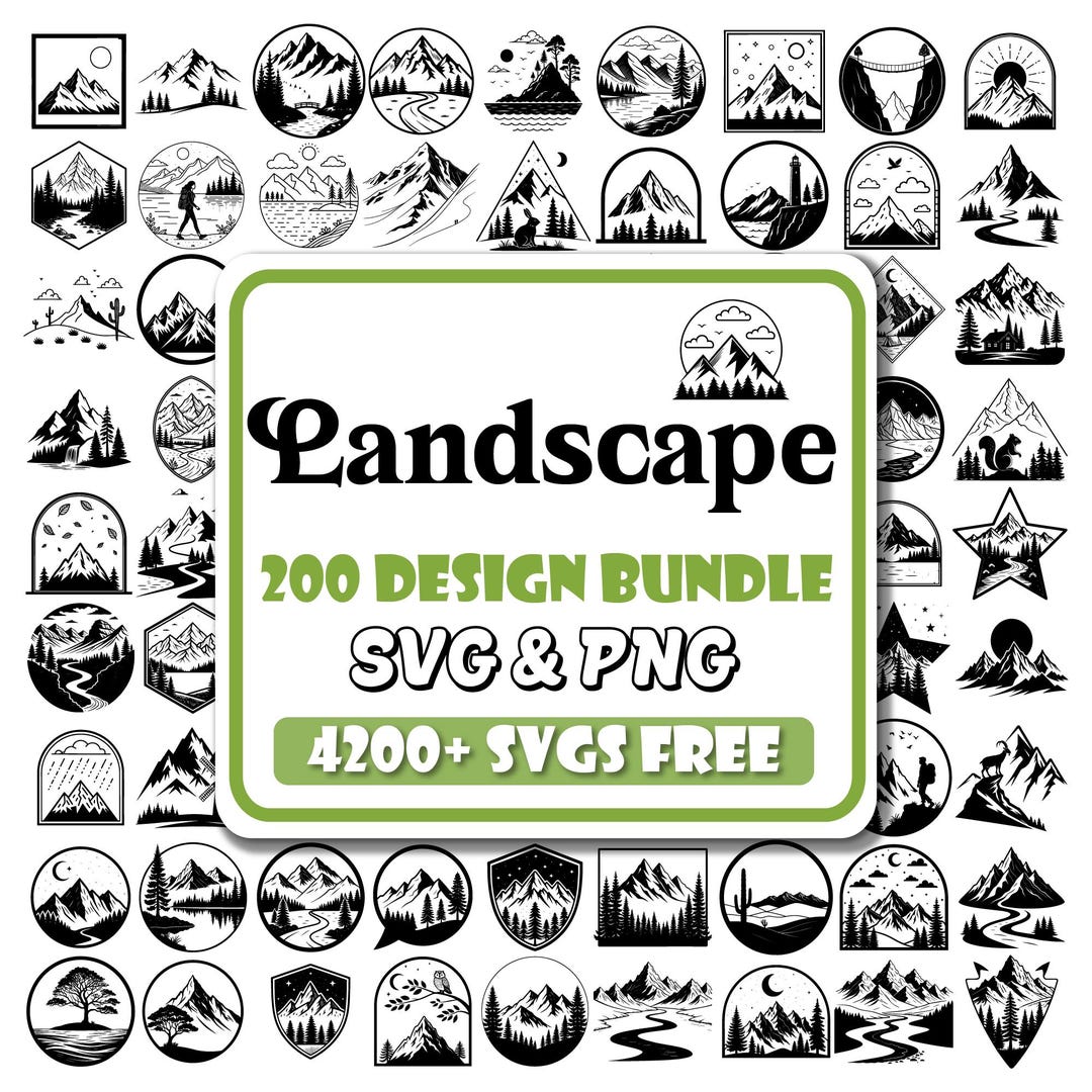 Landscape SVG Bundle | Mountain, Forest, Nature Designs (digital ...