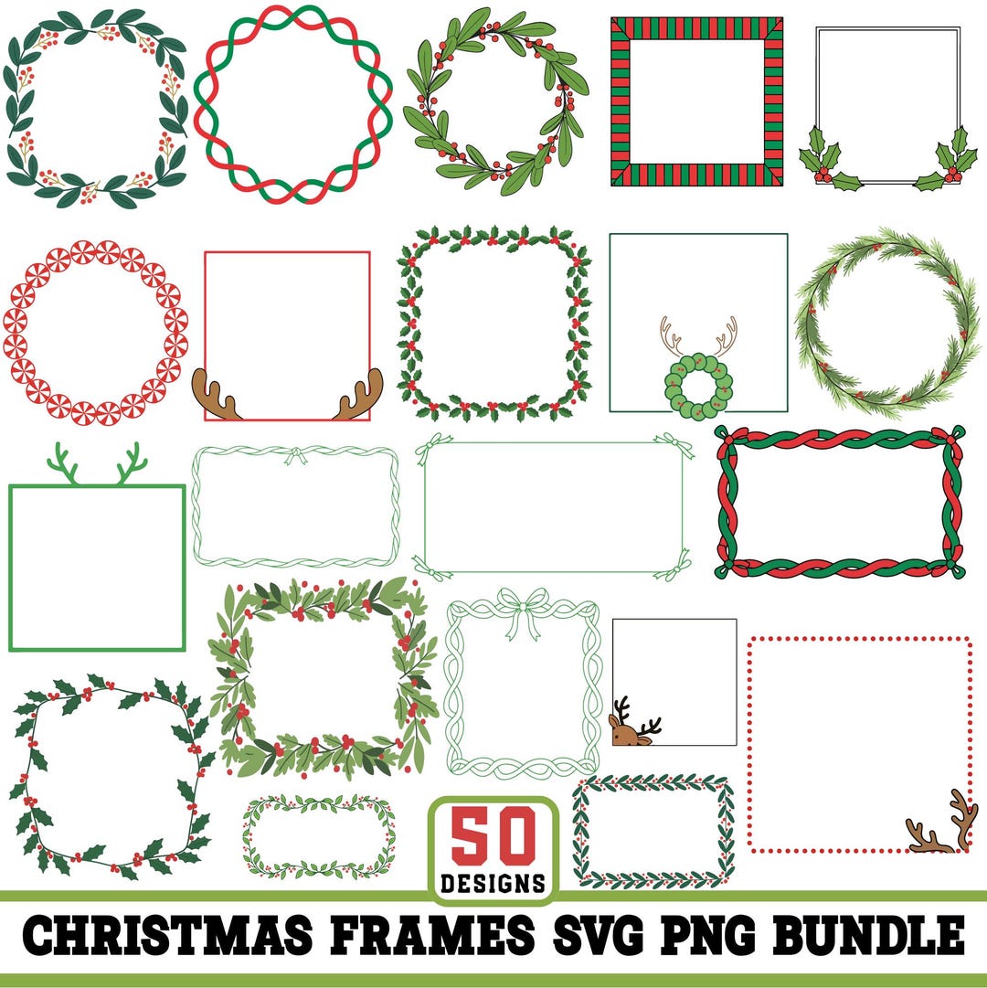 Christmas Frames Svg Bundle |whimsical Holiday Borders Svg |winter ...