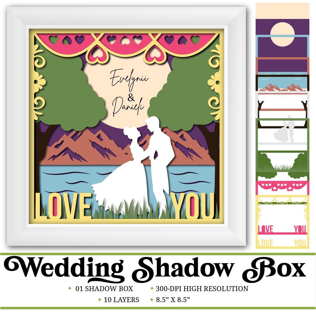 Wedding Couple Shadow Box SVG: Anniversary Keepsake (digital Download ...