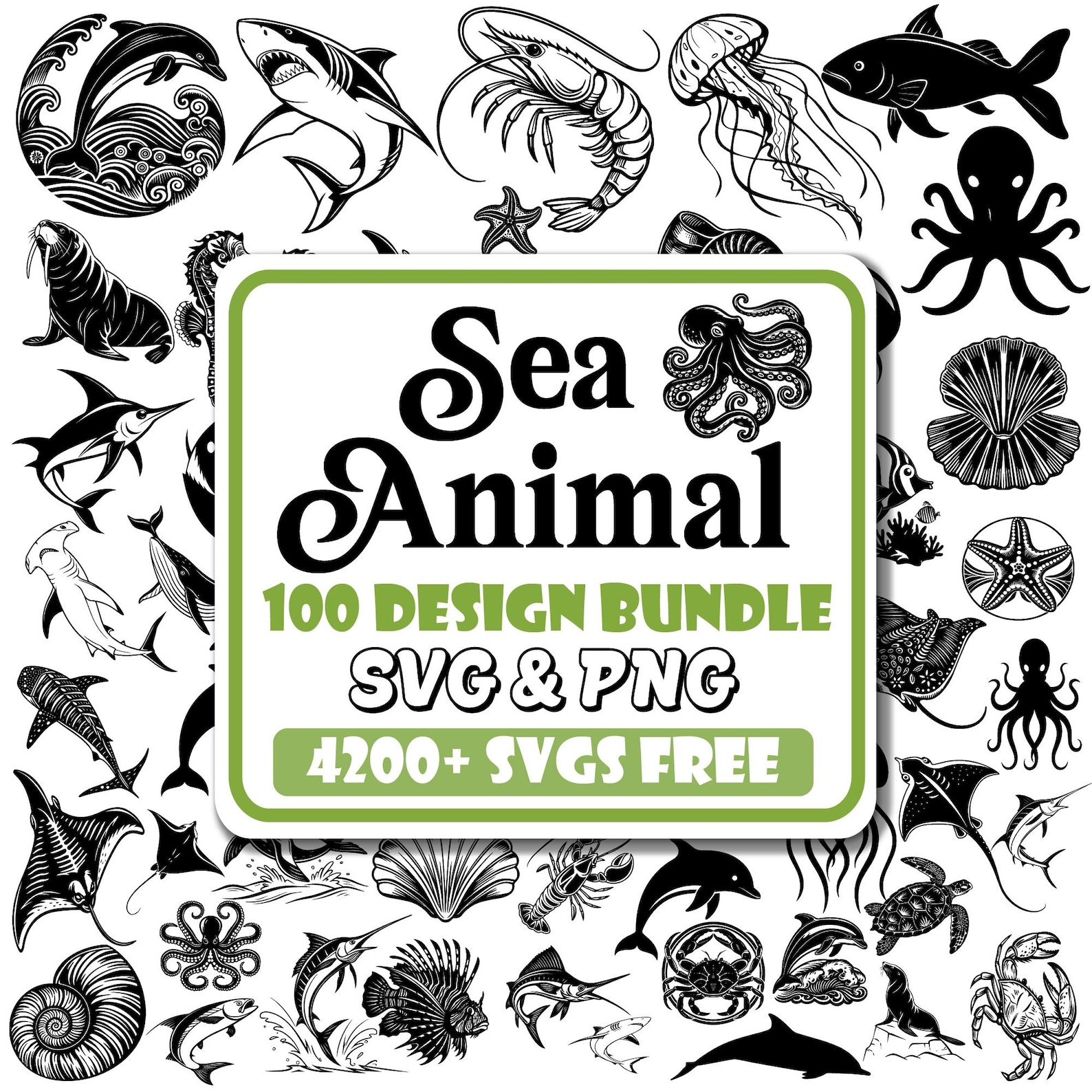 Sea Animals SVG Bundle: Marine Life Designs (digital Download) - Etsy