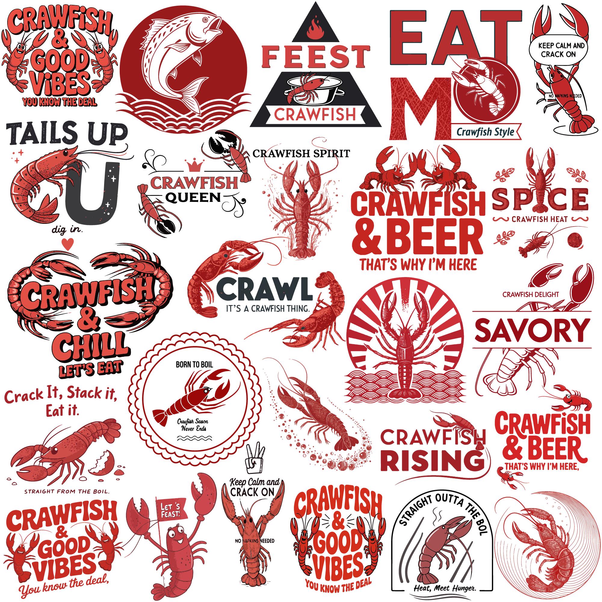 Crawfish SVG Bundle: Coastal Seafood Designs (digital Download) - Etsy