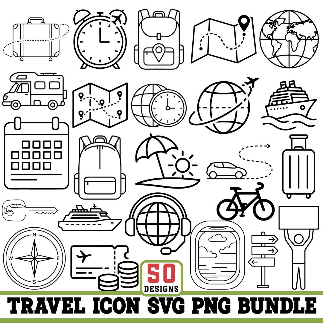 Travel Icon Svg Bundle |hand Drawn Airplane Svg |camera Icon Svg ...