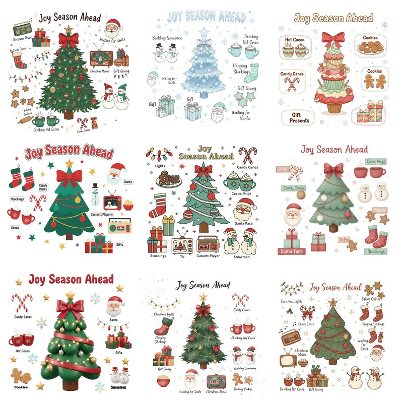 Retro Christmas PNG Bundle: Holiday Designs for Mugs, Cards (digital ...
