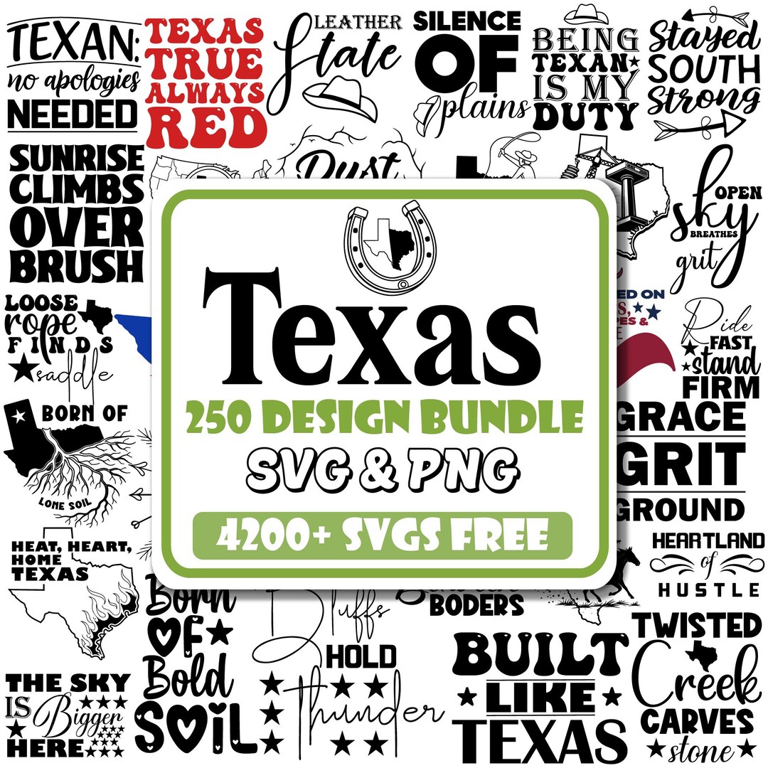 Texas Country SVG Bundle: Western Graphics, State Map Silhouette ...