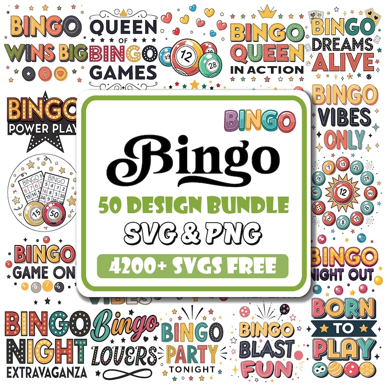 Bingo SVG Design Bundle: Queen, Party, Games (digital Download) - Etsy