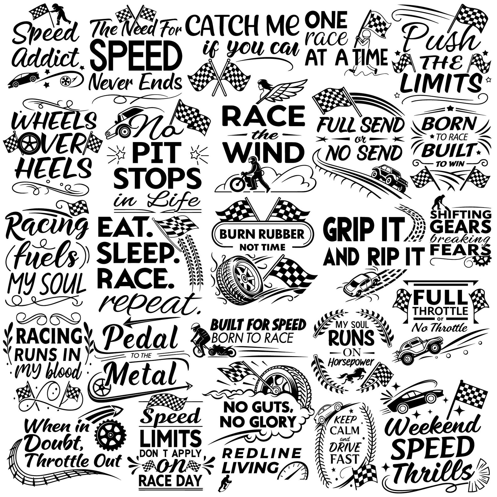Racing SVG Bundle: Retro Car & Checkered Flag Designs (digital Download ...