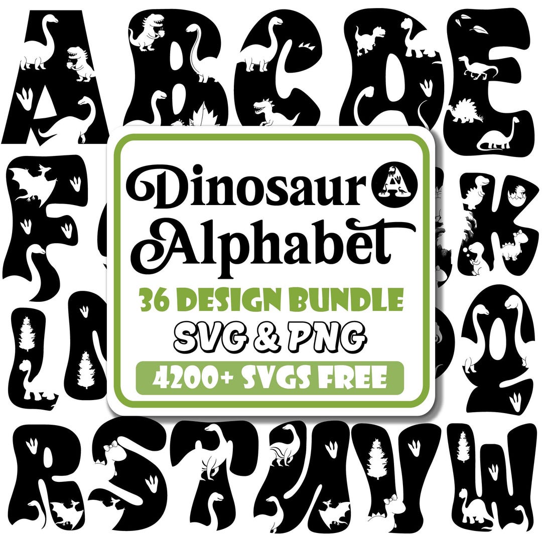Dinosaur Alphabet SVG Bundle: Dino Letter Font (digital Download) - Etsy