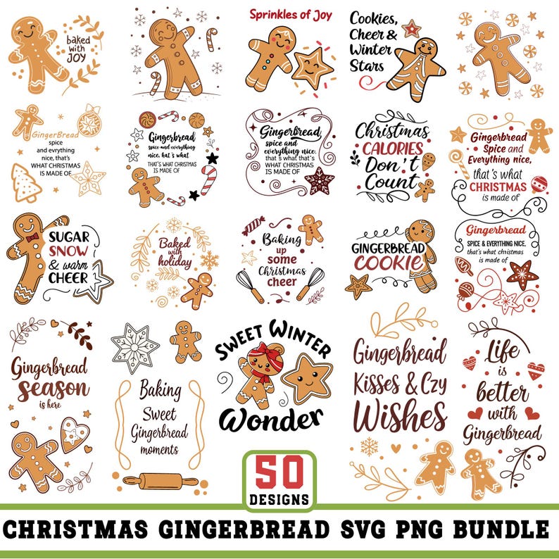 Christmas Gingerbread SVG Bundle | Holiday Baking Quotes (digital ...