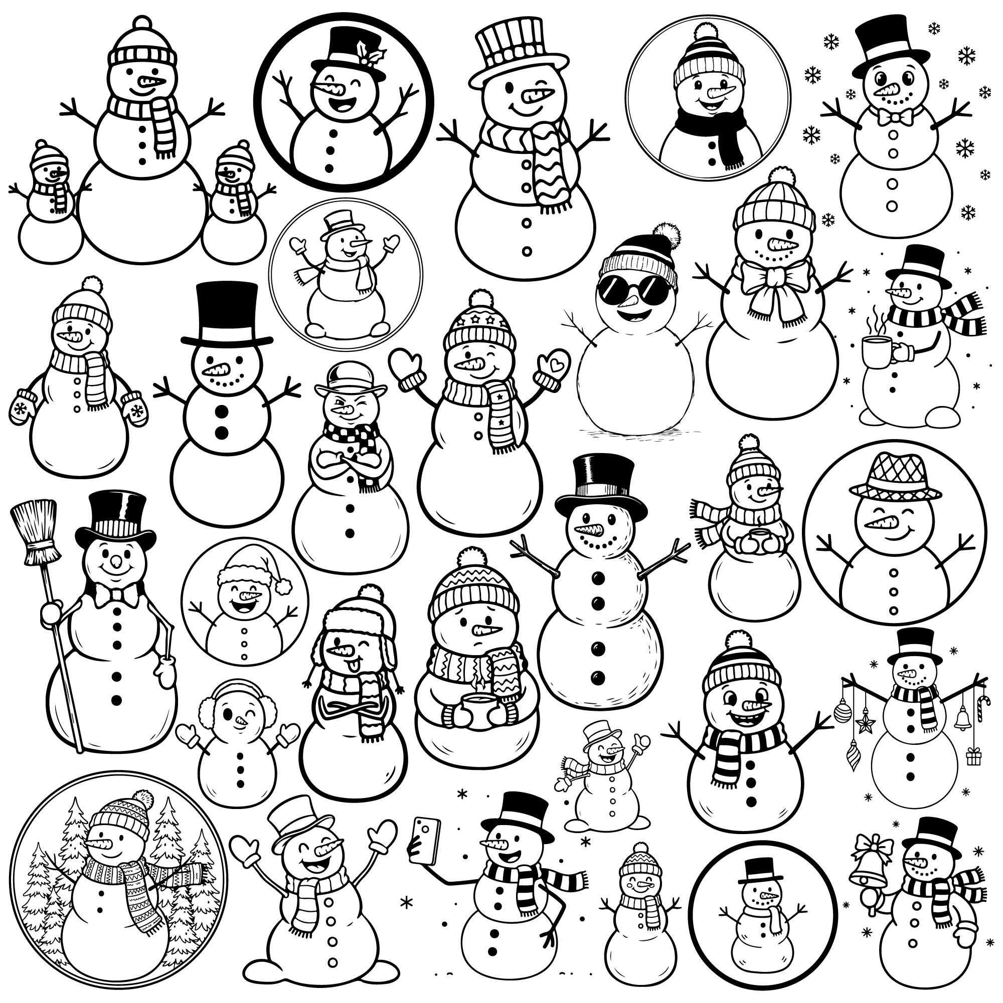 Snowman Svg Bundle |melting Snowman Svg |snowman Outline Svg |winter ...