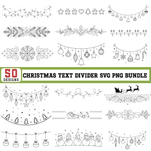 Christmas Text Divider SVG Bundle | Retro Wreath Borders (digital ...
