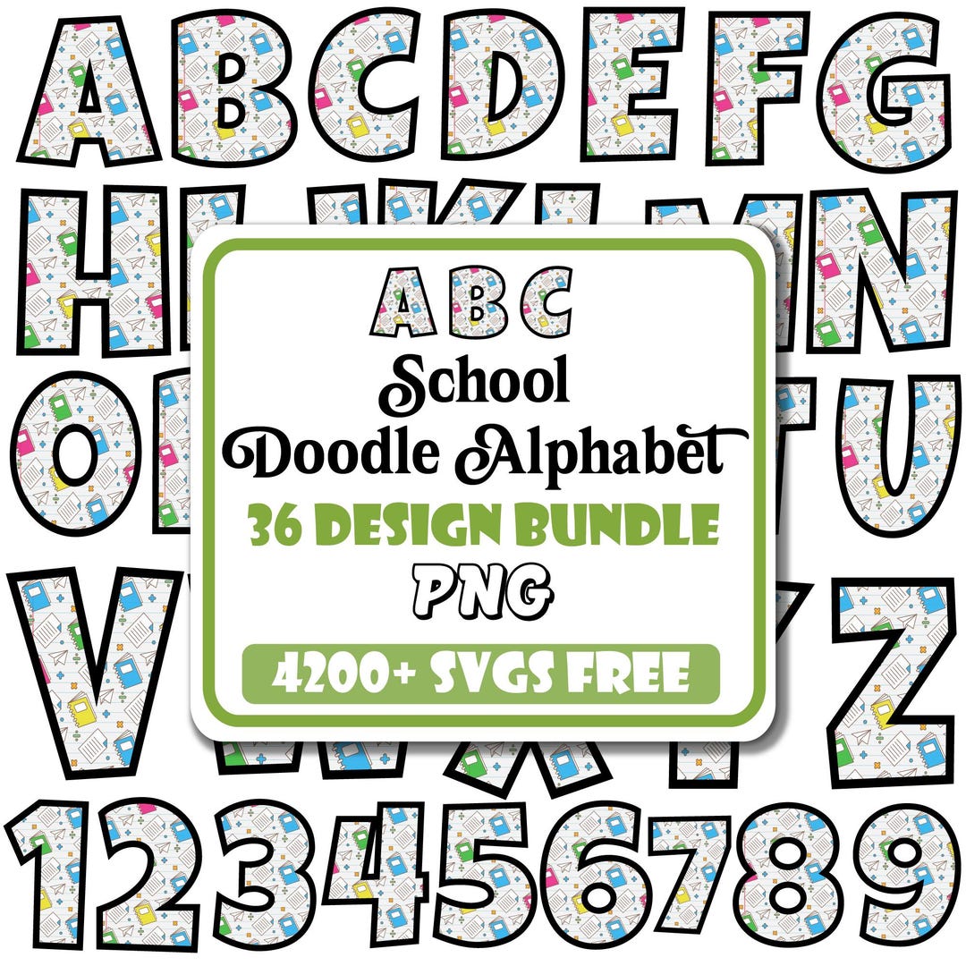 School Doodle Alphabet PNG Bundle | Teacher Appreciation (digital ...