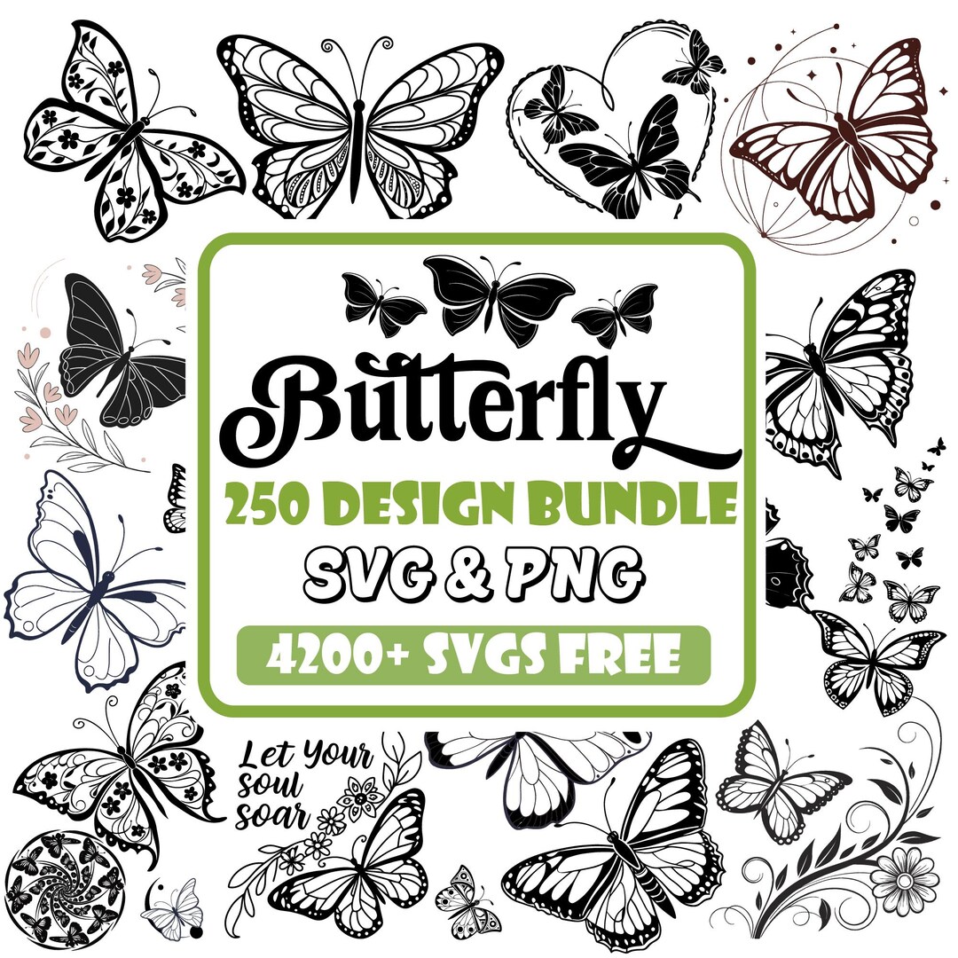 Butterfly SVG Bundle: Papercut Template, Laser Cut File (digital ...