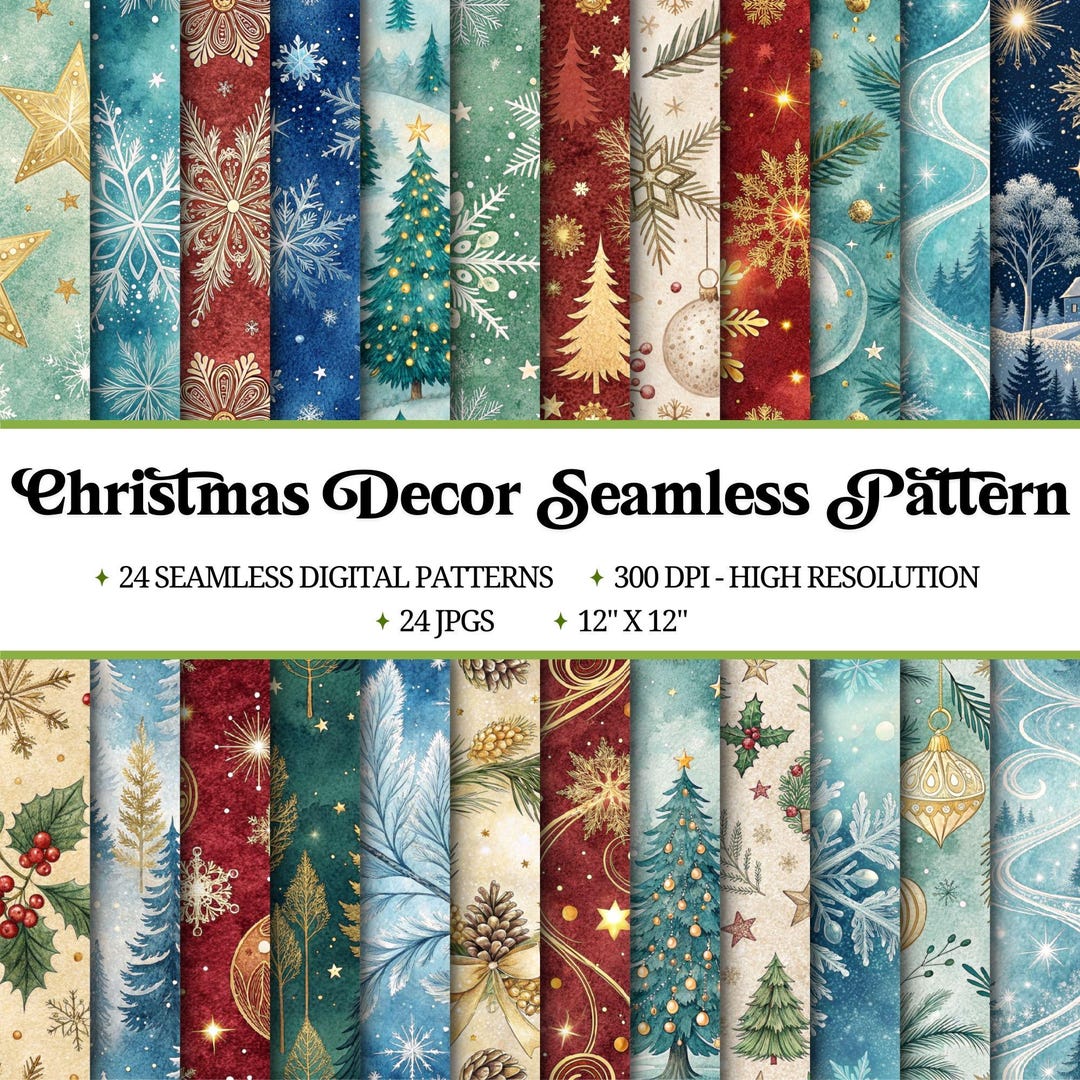 Christmas Seamless Pattern Bundle | Holiday Digital Paper (digital ...