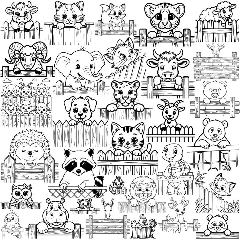 Fence Peeking Farm Animal SVG Bundle | Funny Country Designs (digital ...