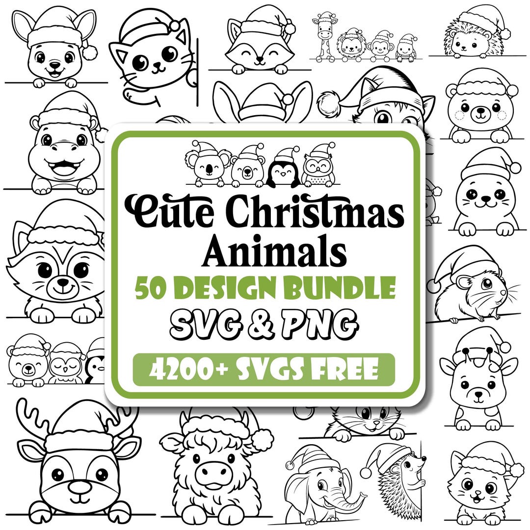Cute Christmas Animals SVG Bundle |woodland Animals Svg |cute Reindeer ...