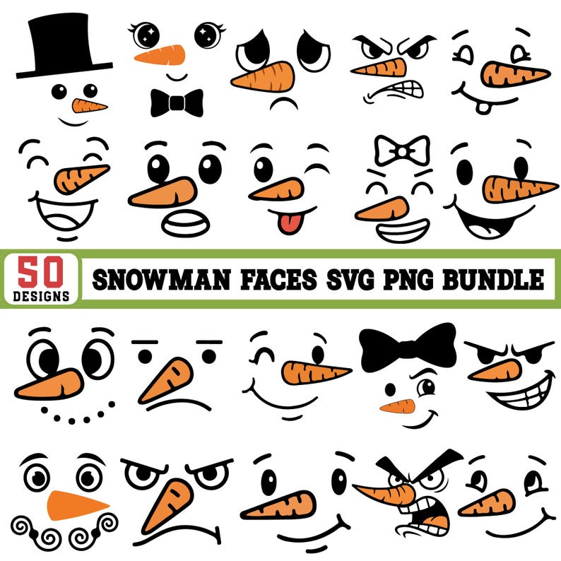 Snowman Faces SVG Bundle | Winter Holiday Designs (digital Download) - Etsy