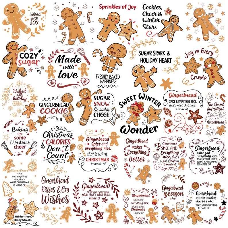 Christmas Gingerbread SVG Bundle | Holiday Baking Quotes (digital ...