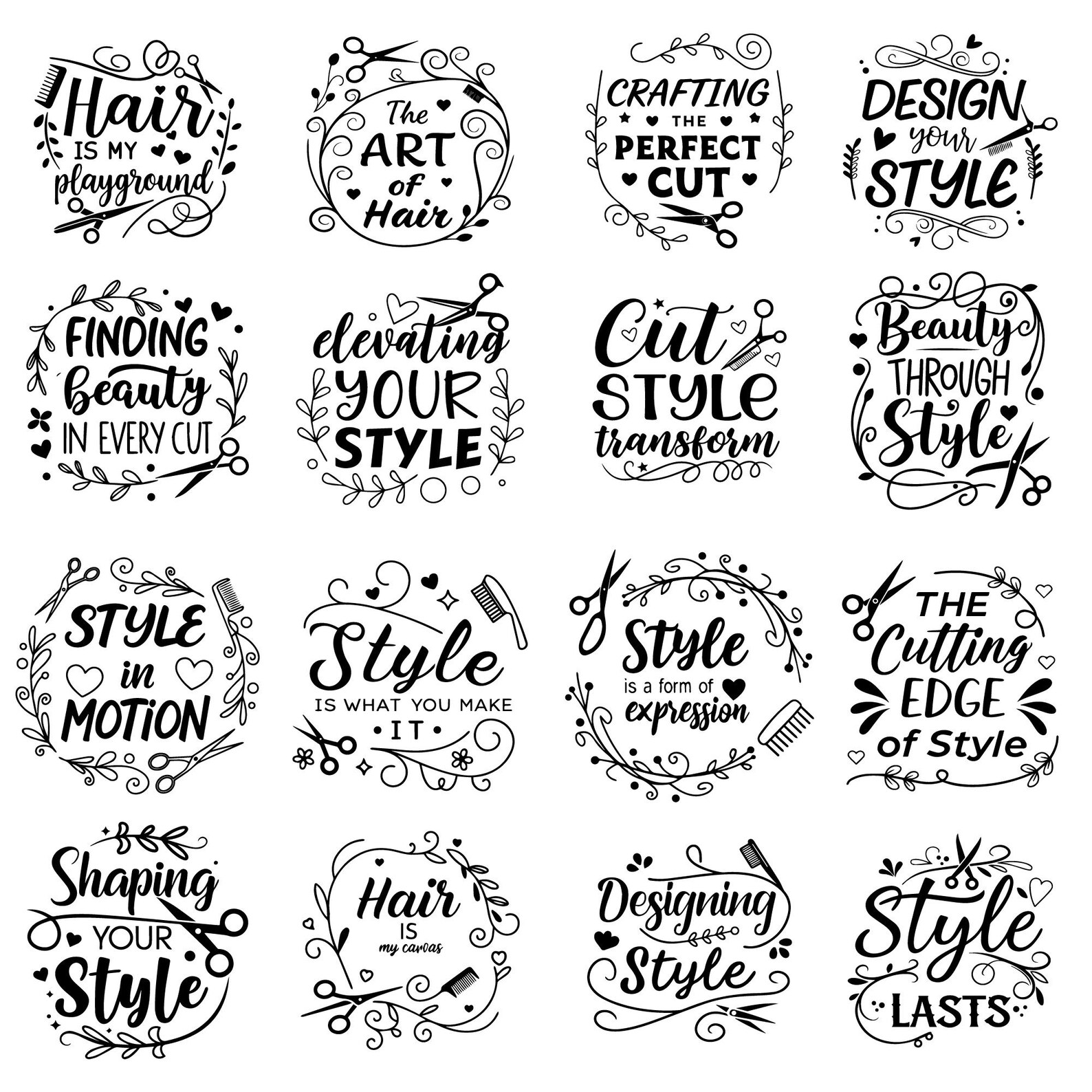 Hairdresser SVG Design Bundle: Salon Decor, Hairstylist Gifts (digital ...