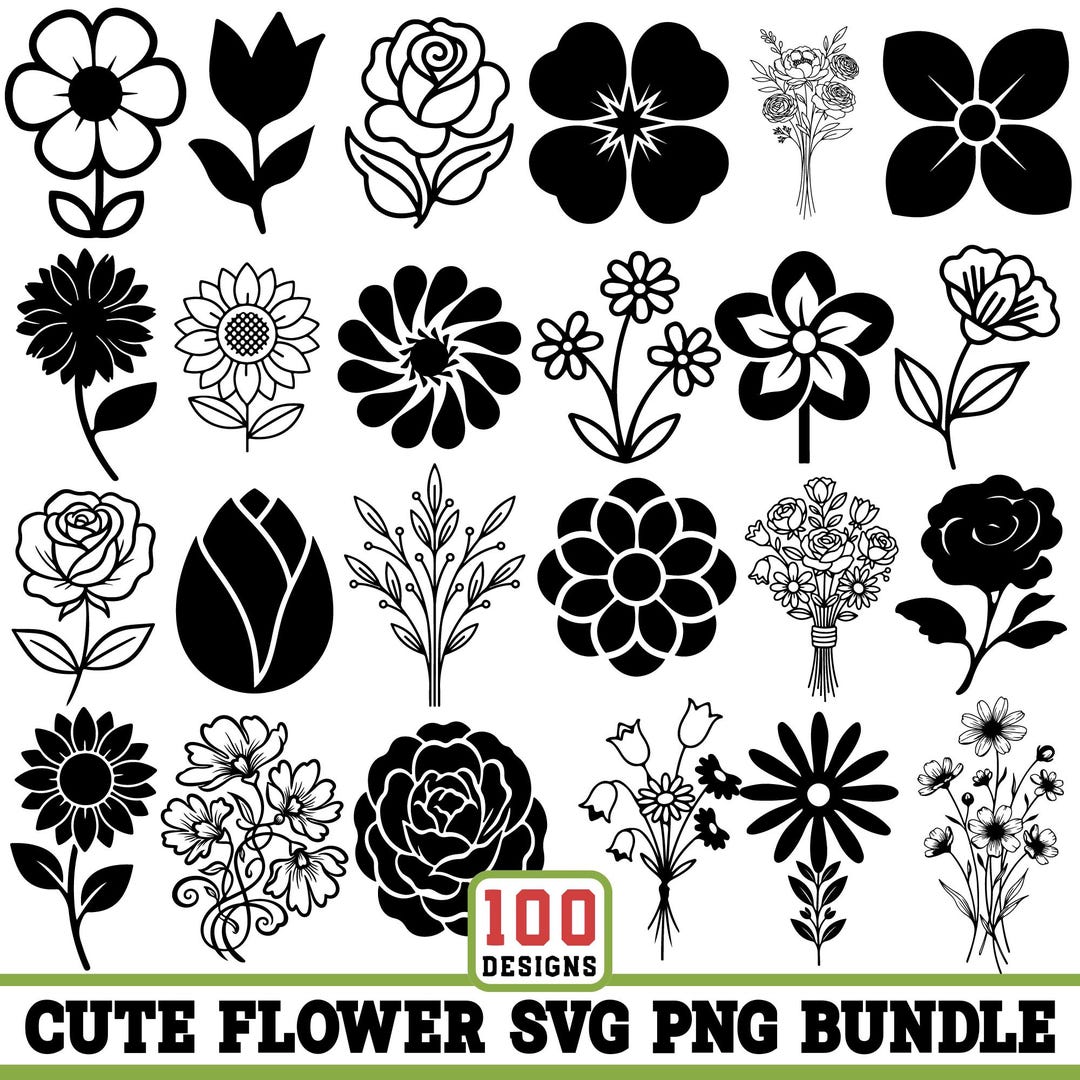 Cute Flower Svg Bundle |wildflower Svg |elegant Flower |cute Nature ...