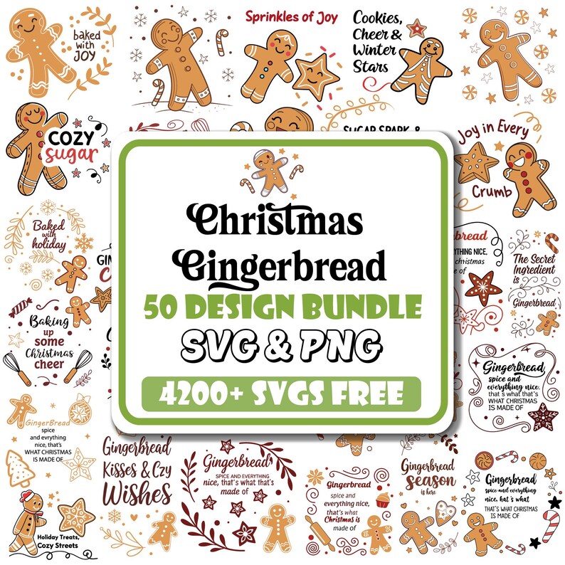Christmas Gingerbread SVG Bundle | Holiday Baking Quotes (digital ...