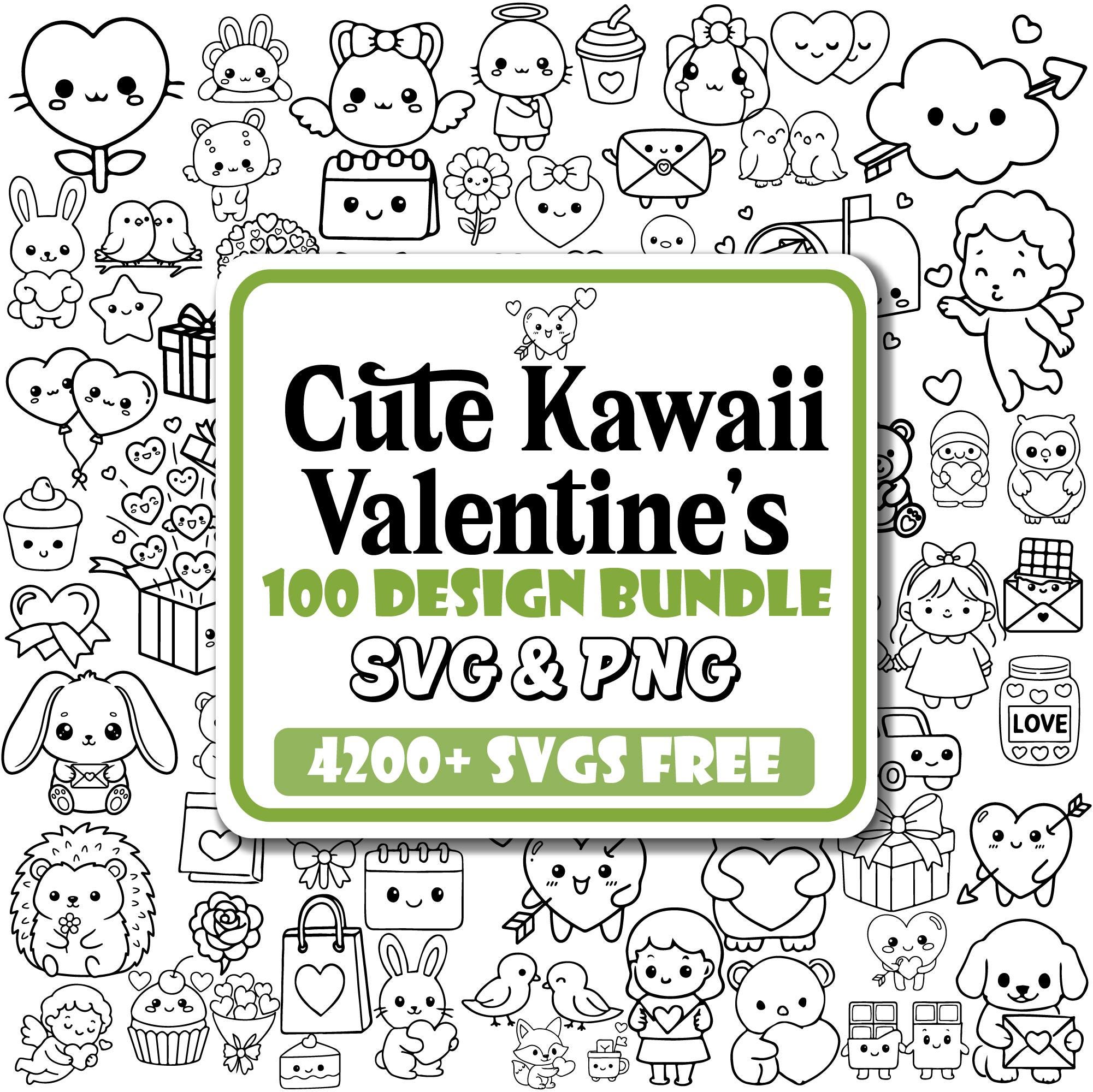 Cute Kawaii Valentine's Svg Bundle |valentine Doodle Svg |valentine ...