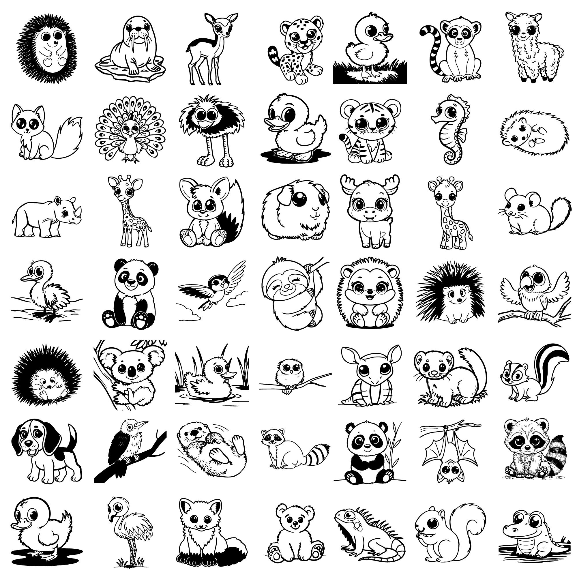 Animal Doodle Svg Bundle |safari Animal Svg |cute Wildlife Designs Svg ...