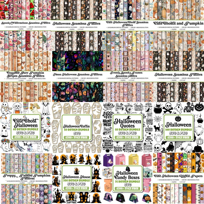 Halloween Mega SVG Bundle | Vintage Ghost, Horror Designs (digital ...