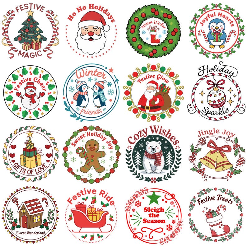 Round Christmas Sign SVG Bundle: Festive Holiday Designs (digital ...