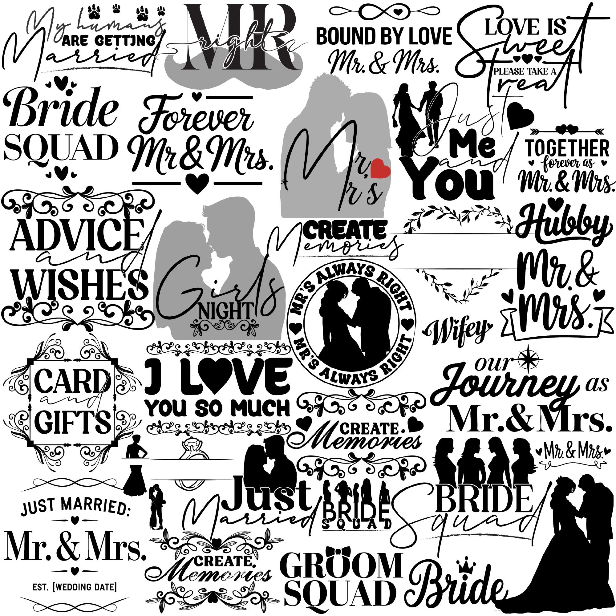 Mr and Mrs SVG Bundle: Wedding Anniversary Designs (digital Download ...
