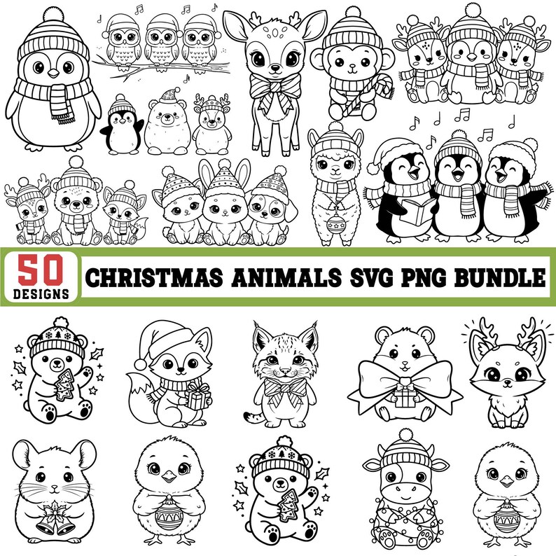 Christmas Animals Svg Bundle |cute Penguin Svg |christmas Farm Animal ...