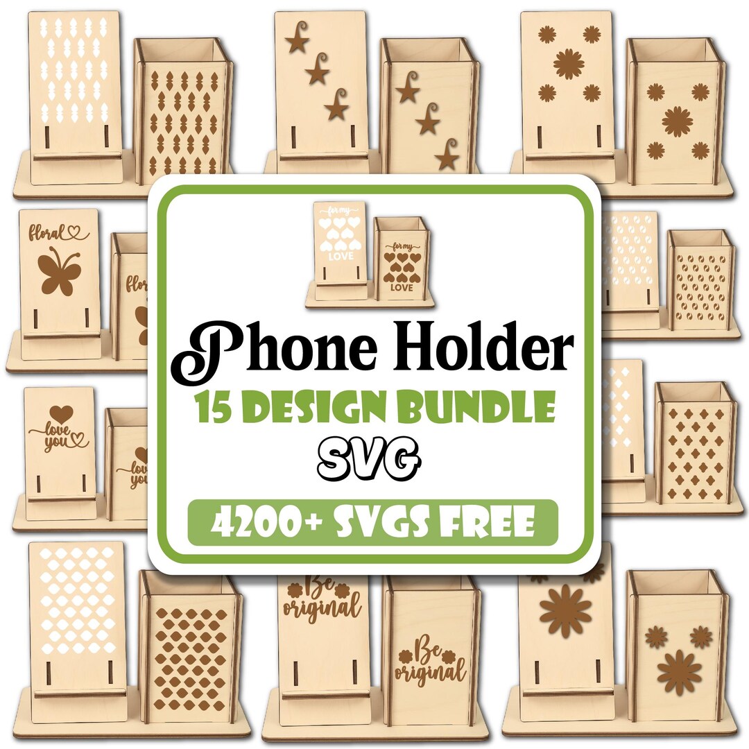 Laser Cut Phone Holder SVG Bundle: Stylish Device Stand Designs ...