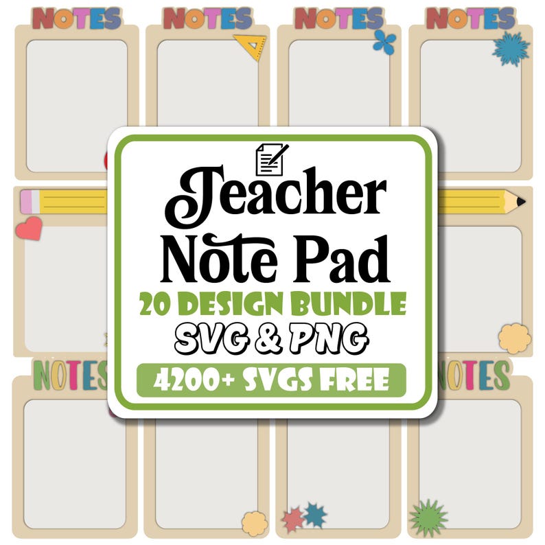 Teacher Notepad Laser Cut SVG Bundle: Desk Note Holder (digital ...