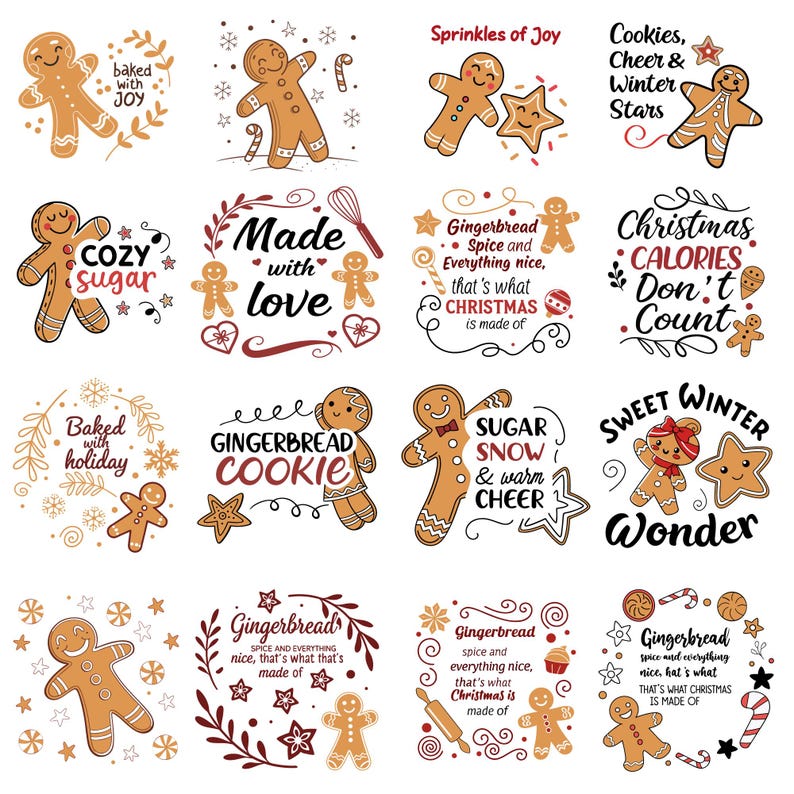 Christmas Gingerbread SVG Bundle | Holiday Baking Quotes (digital ...