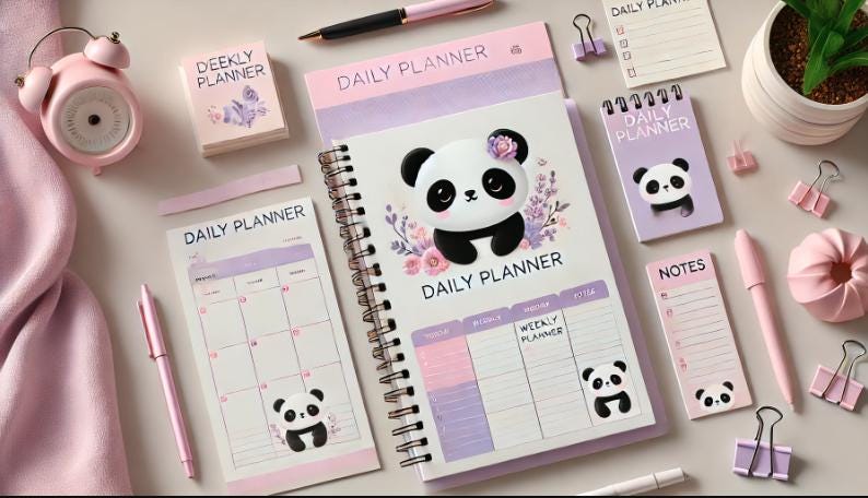 Cute Digital Panda Planner Instant Dowload Digital Note Digital ...