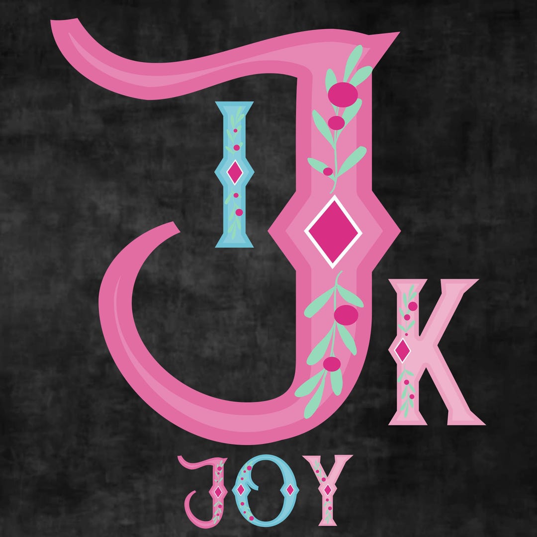 Joy Monogram DIGITAL DOWNLOAD Custom Name Personalized Initials Wedding ...