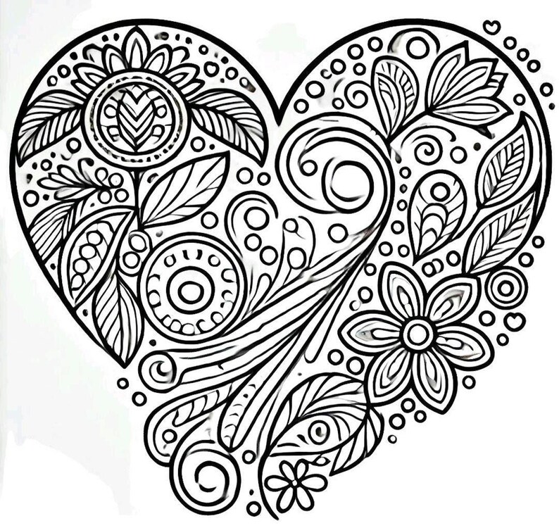 Pack of 25 Coloring Pages of Cute Little Hearts for Children and Adults ...