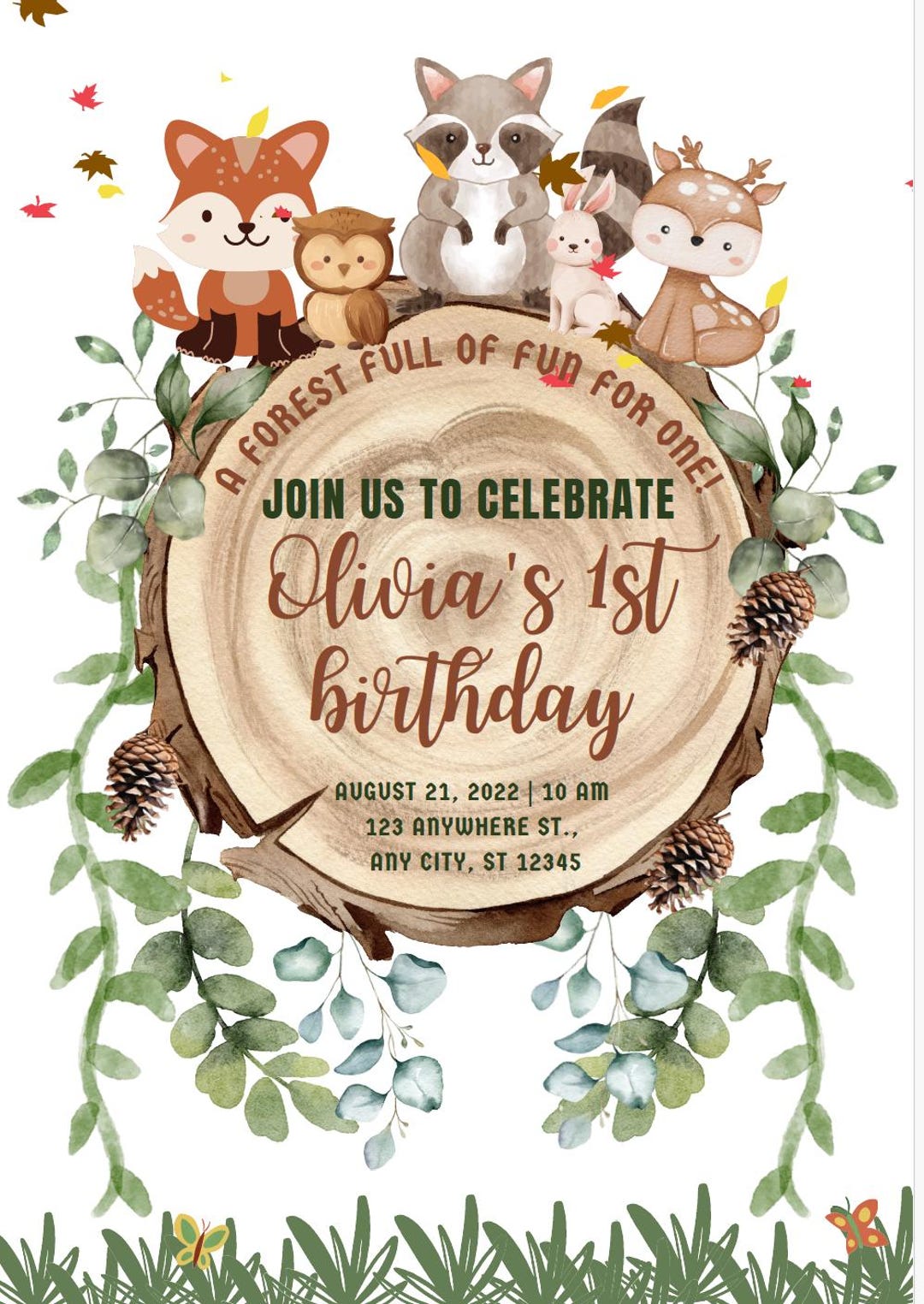 Woodland Creatures: Editable Animated Birthday Card - Etsy