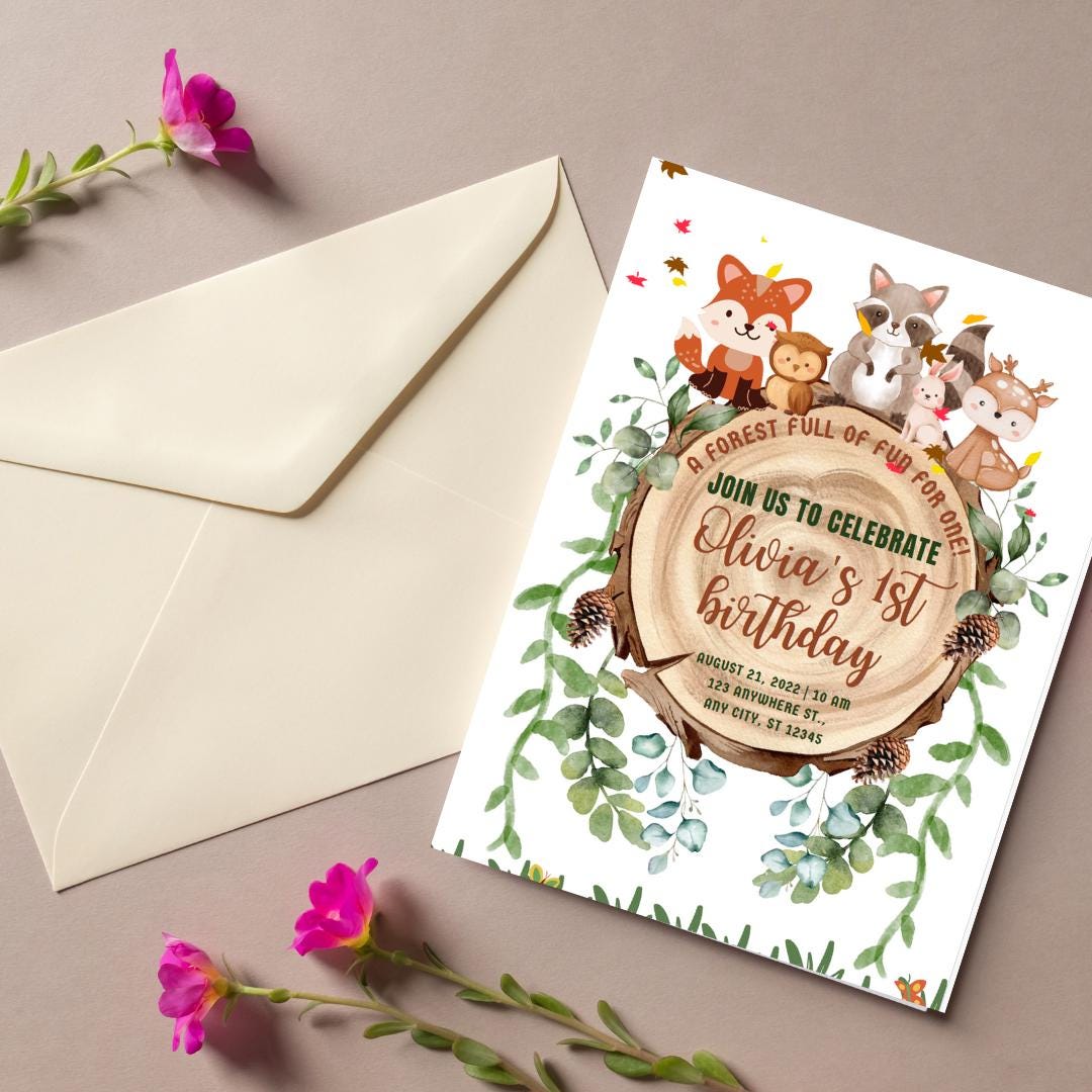 Woodland Creatures: Editable Animated Birthday Card - Etsy