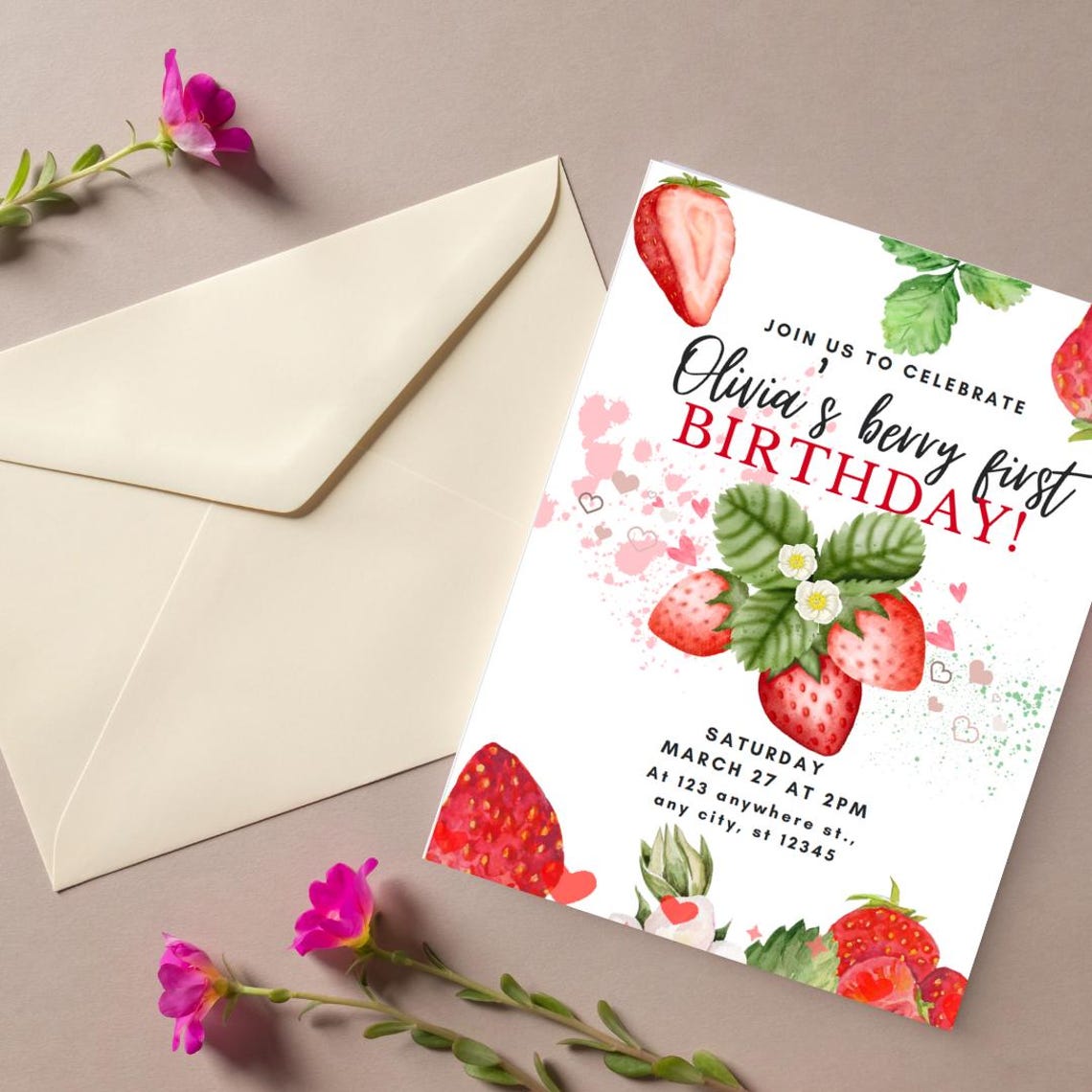 Berry First: Editable Animated Birthday Card - Etsy