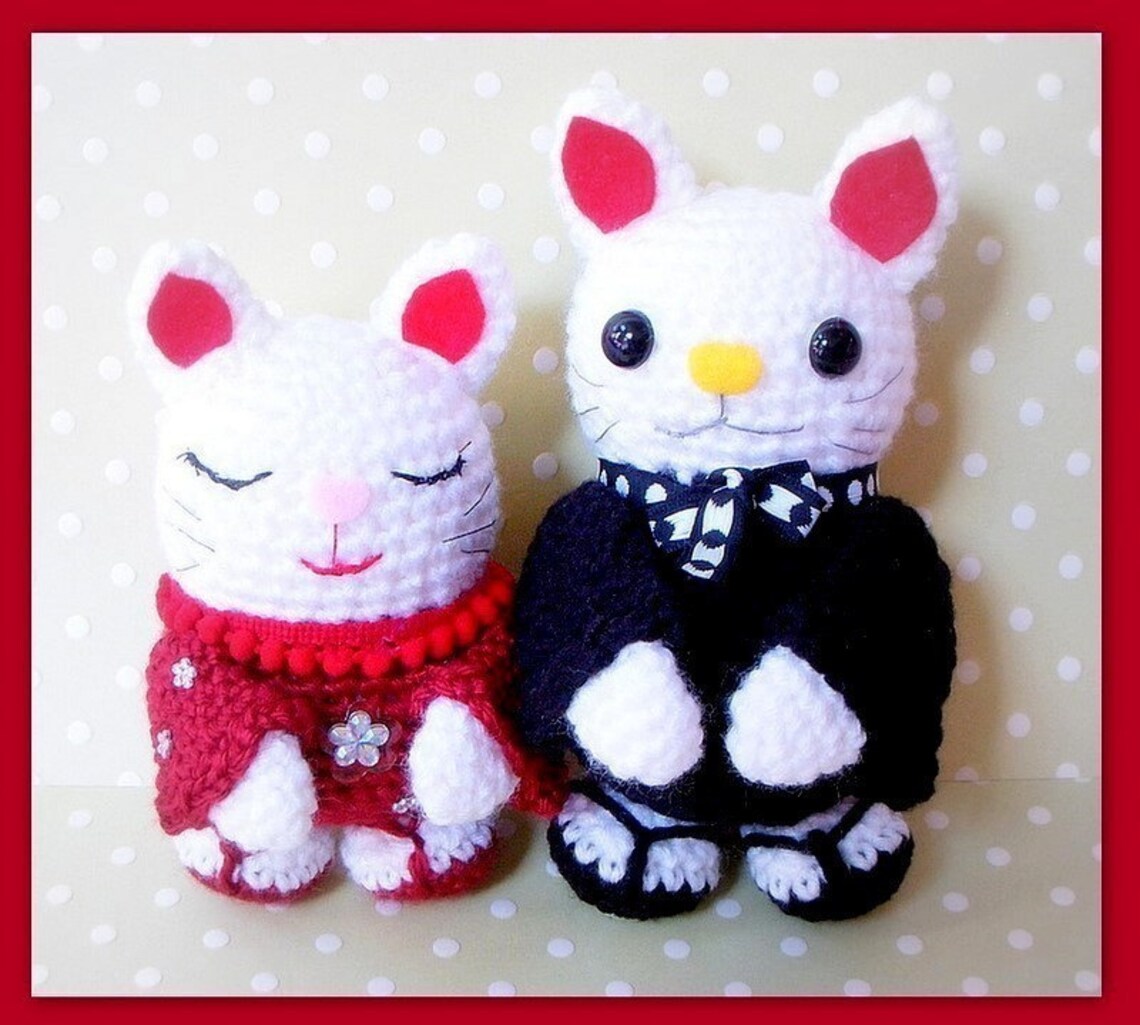 Amigurumi Patterns - Japanese Maneki Neko / Lucky Cat Couple - 2 ...