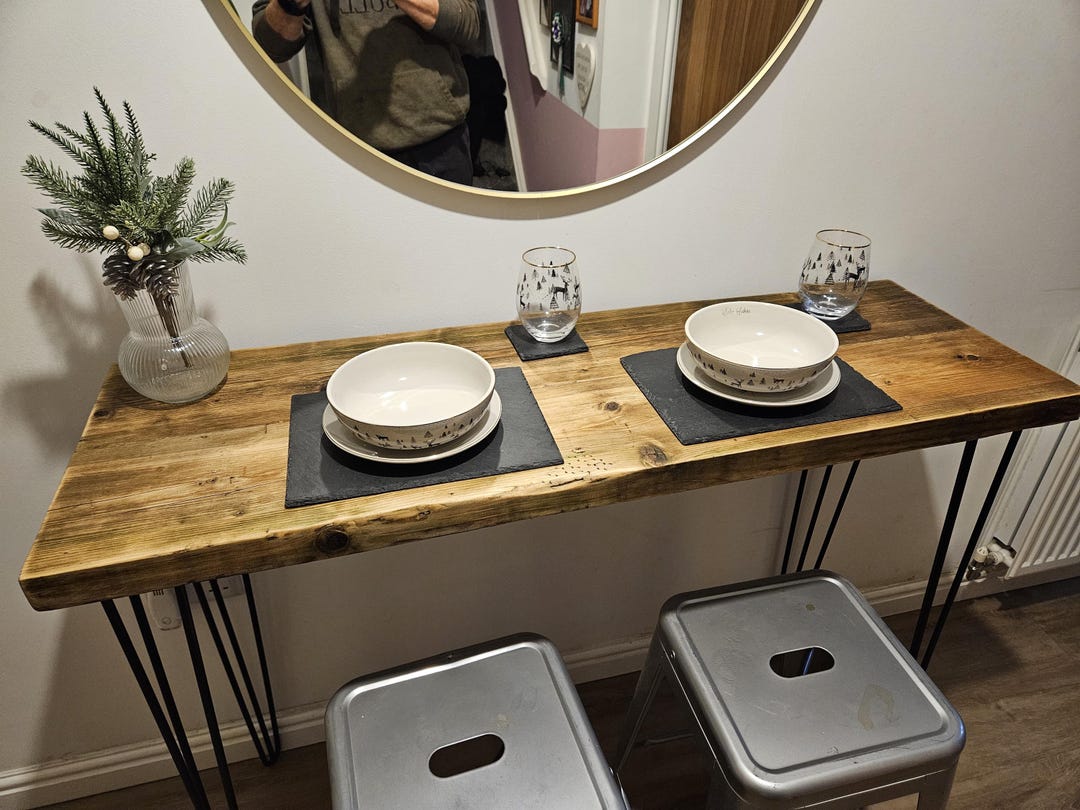 Made to Order Rustic Tall Console Table, Over Radiator Breakfast Bar ...