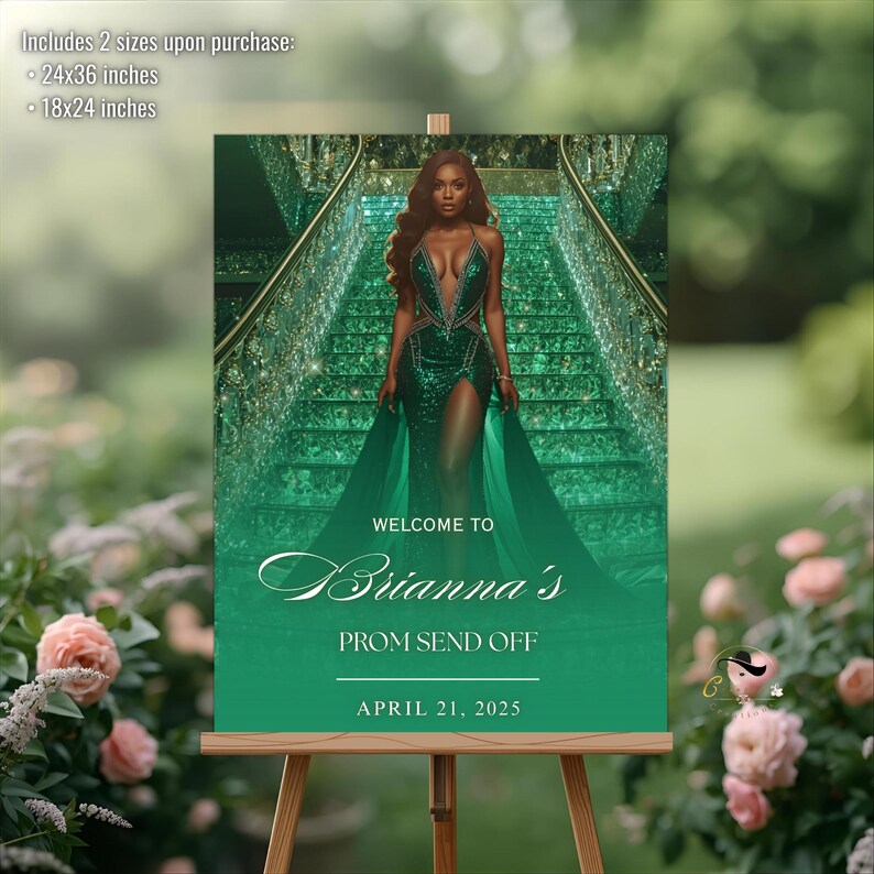 Green Prom Send off Welcome Party Sign With Photo, Prom Queen Poster ...