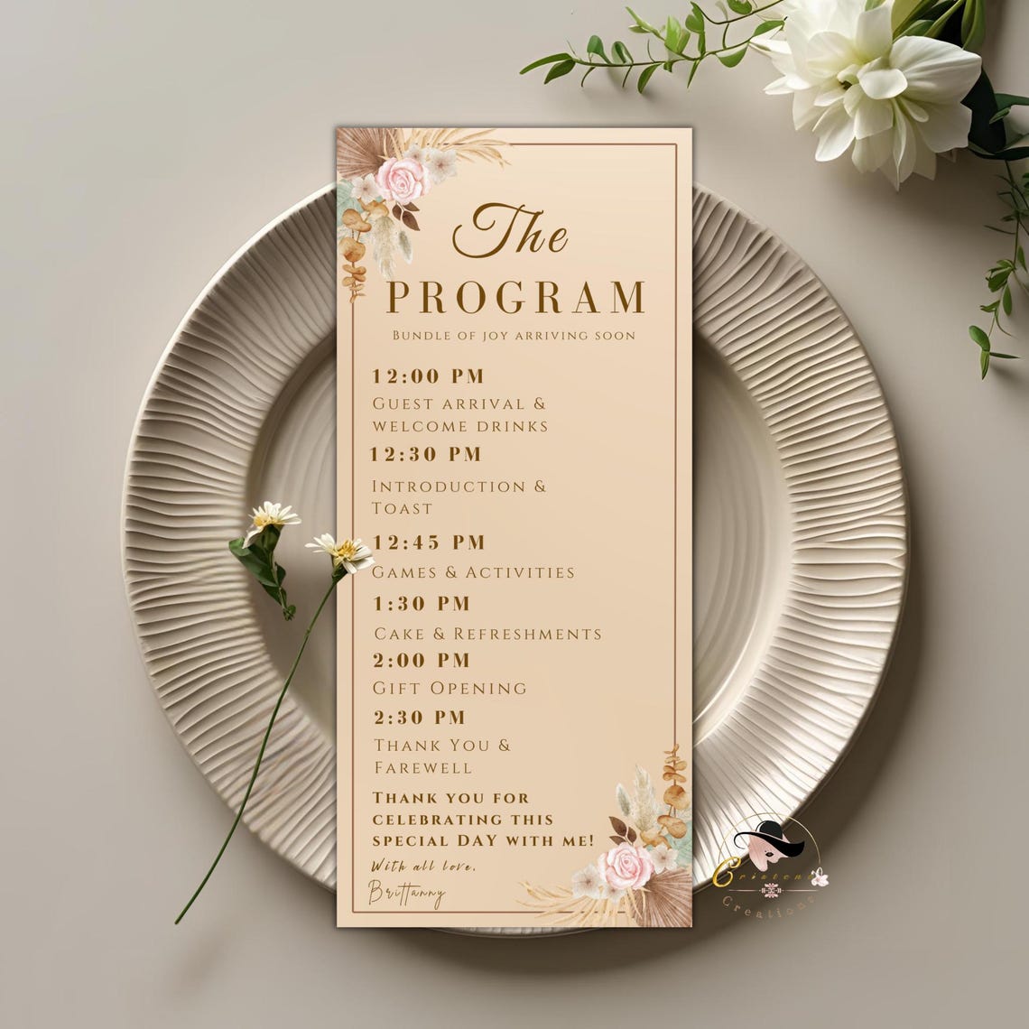 Editable Baby Shower Program Template Boho Neutral Baby Shower ...