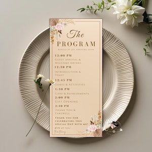 Editable Baby Shower Program Template Boho Neutral Baby Shower ...