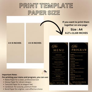 Editable Menu and Program Template, Wedding Menu, Birthday Party Menu ...