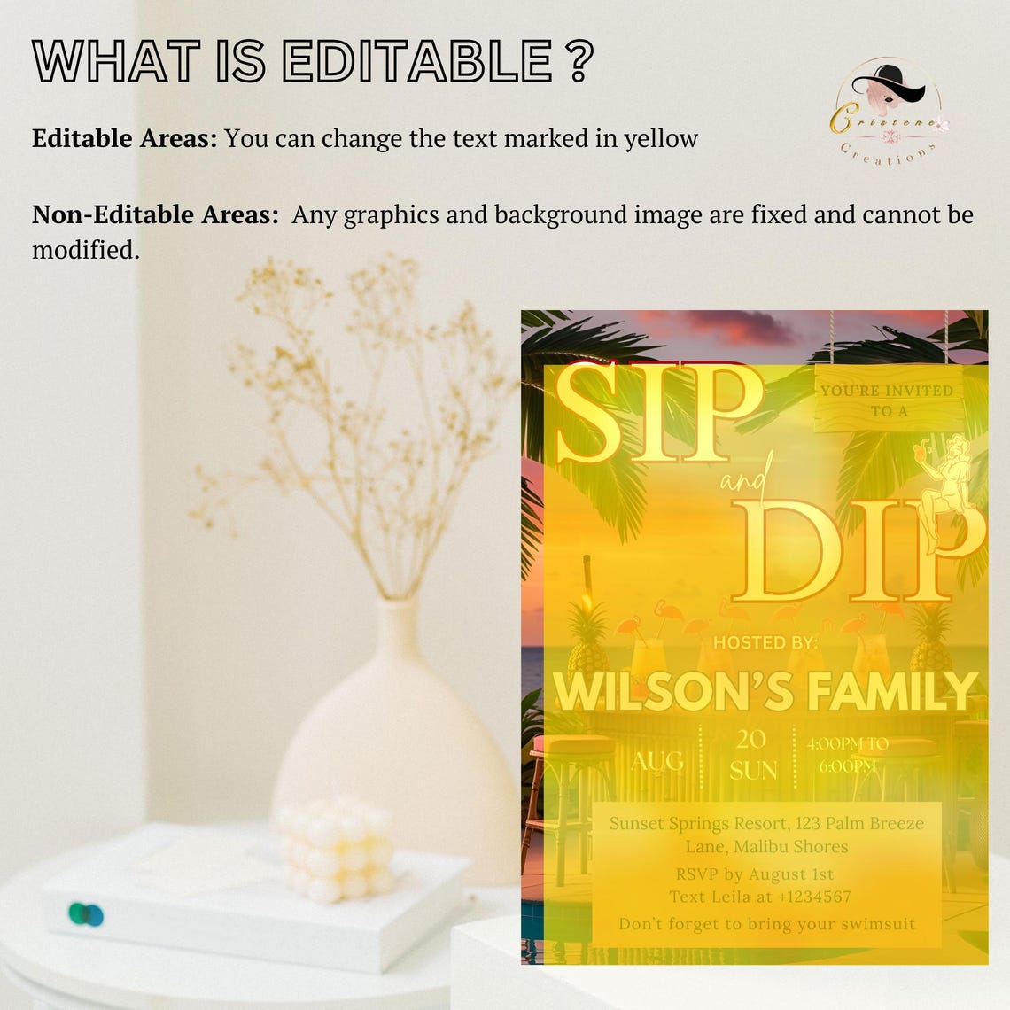 Adult Sip and Dip Pool Party Invitation Girl Tequila Sunset Birthday ...