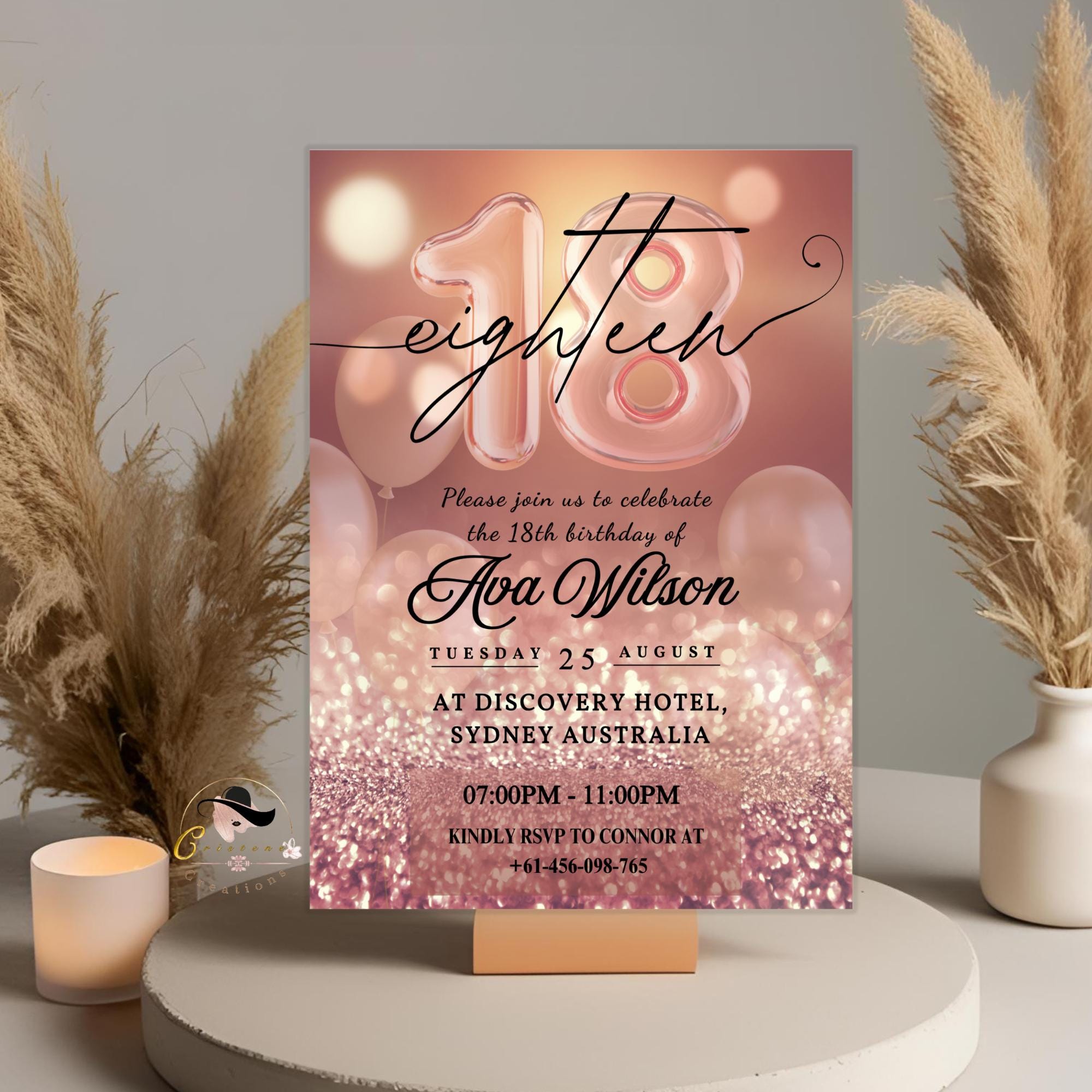 Digital 18th Birthday Invitation Pink Rose Gold 18th Birthday Dinner ...